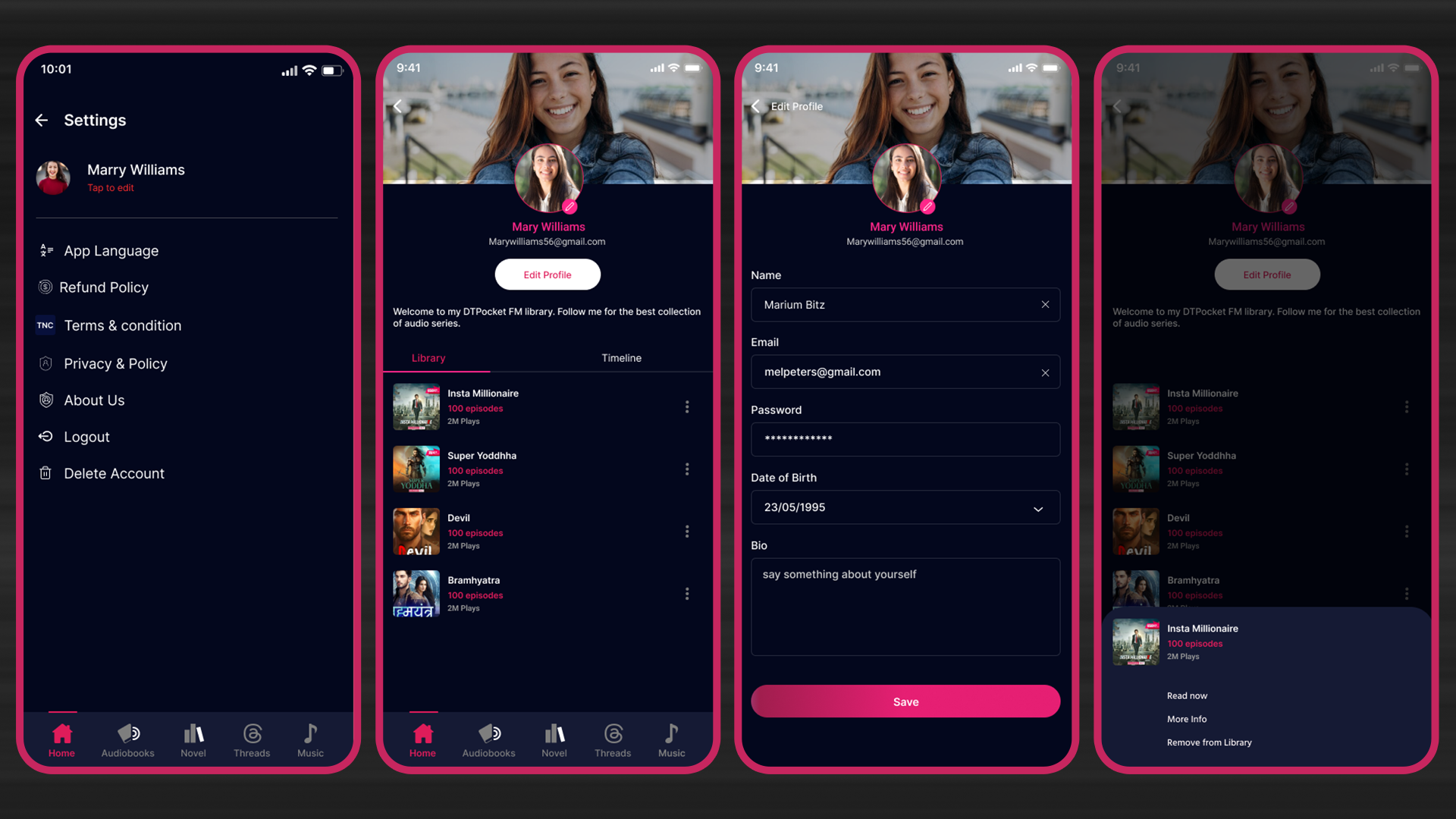 DTPocketFM - Podcasts, AudioBooks, Novels, Threads, Music Flutter App (Android - iOS) - Admin ...